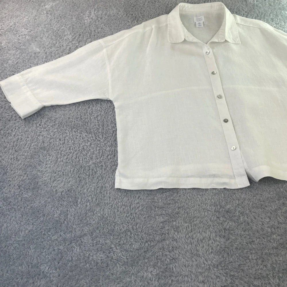 Sigrid Olsen | Tops | Sigrid Olsen Button Up Women Xl White 0 Linen ...